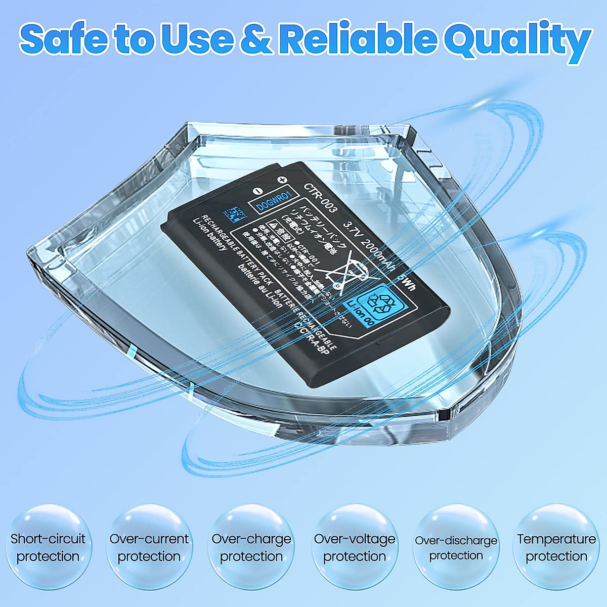 OSTENT 2000mAh 3.7V Rechargeable Lithium-ion Battery + Tool Kit Pack for Nintendo 3DS