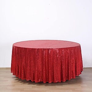Tableclothsfactory 108" Wholesale Premium Red Table Cover Sparkly Sequin Round Tablecloth for Wedding Banquet Party Home Decor