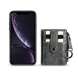 AOXONEL Card Wallet Leather Rfid Credit Card Holder for Women Compact Small Womens Wallet Ladies Slim Mini Coin Purse (Grey)