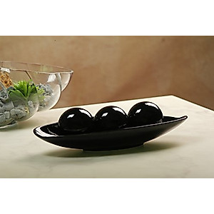 Hosley Decorative Bowl and Orb Set. Ideal Gift for Weddings Special Occasions and for Decorative Centerpiece in Your Living Dining Room (Black)