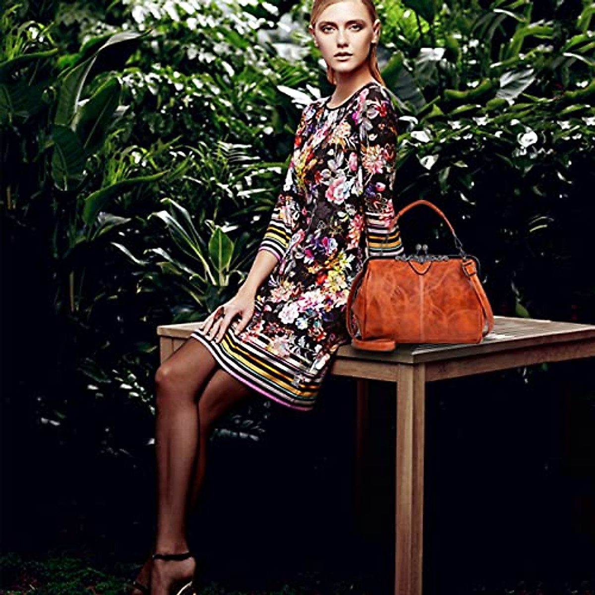 Women Kiss Lock Vintage Handbags for Women Oil Leather Evening Clutch Satchel Purse Tote, Pink