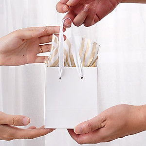 16 Pack Small Gift Bags with Handles & Tissue Paper, White Mini Gift Bags Bulk, Party Favors Bags for Birthday, Wedding, Bridal, Baby Shower, Goodie, Mother's Day, Graduation (4.5” x4” x2.75”)