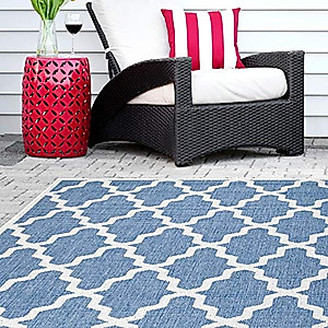 nuLOOM Gina Moroccan Indoor/Outdoor Area Rug, 10' x 14', Blue