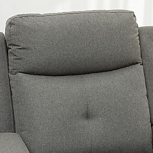 HOMCOM L-Shaped Sofa, Manual Reclining Sectional with Chaise Ottoman, Storage Console, Cup Holders, USB Charging, Gray