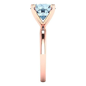 Clara Pucci 3.0 ct Round Cut Solitaire Natural Aquamarine Engagement Wedding Bridal Promise Anniversary Ring in 18K Rose Gold Size 8.25