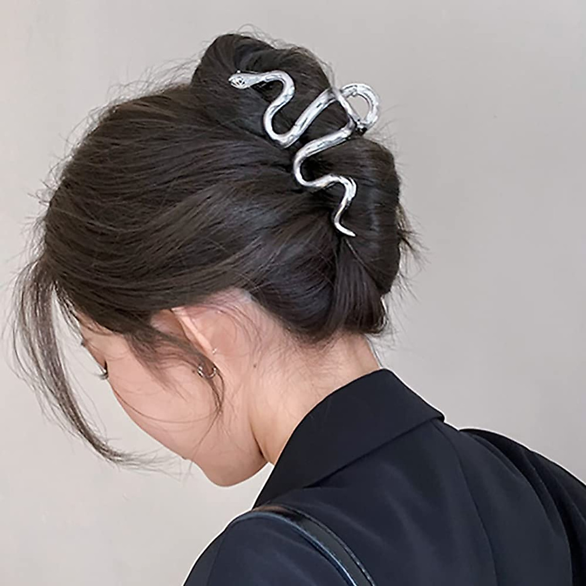 AIUPUOC Hair Clips Large Hair Claw Clips Metal Silver Snake Hair Accessories for Thick Hair for Women Girls Elegant French Hair Barrettes Hairpin Banana Clips 2Pcs