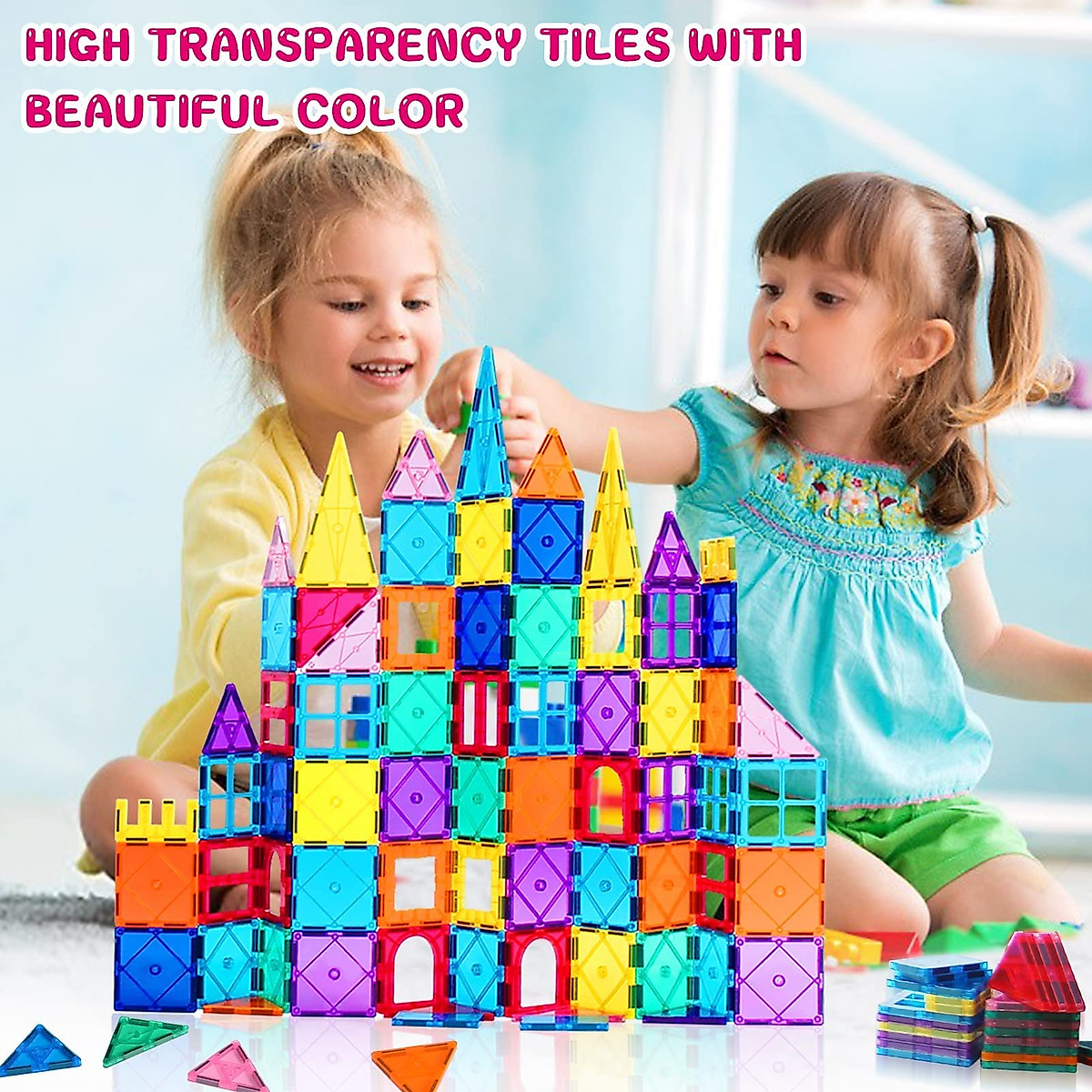 NVHH Magnetic Tiles for 3 4 5 6 7 8+Year Old Boys Girls 72PCS Oversize 3D Magnetic Building Blocks for Kids Age 3-5/STEM Toys for 4-8 Christmas Birthday Gifts
