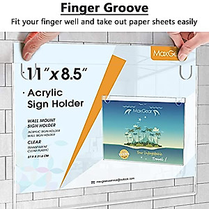 MaxGear Acrylic Sign Holder 8.5 X 11 Wall Mount Sign Holder Clear Plastic Picture Frames with 3M Tape Adhesive and Screws for Office, Home, Store, Restaurant - Landscape, 6 Pack