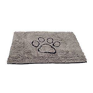 Dog Gone Smart Dirty Dog Microfiber Paw Doormat - Super Absorbent Dog Mat Keeps Paws & Floors Clean - Machine Washable Pet Door Rugs with Non-Slip Backing | Medium Grey