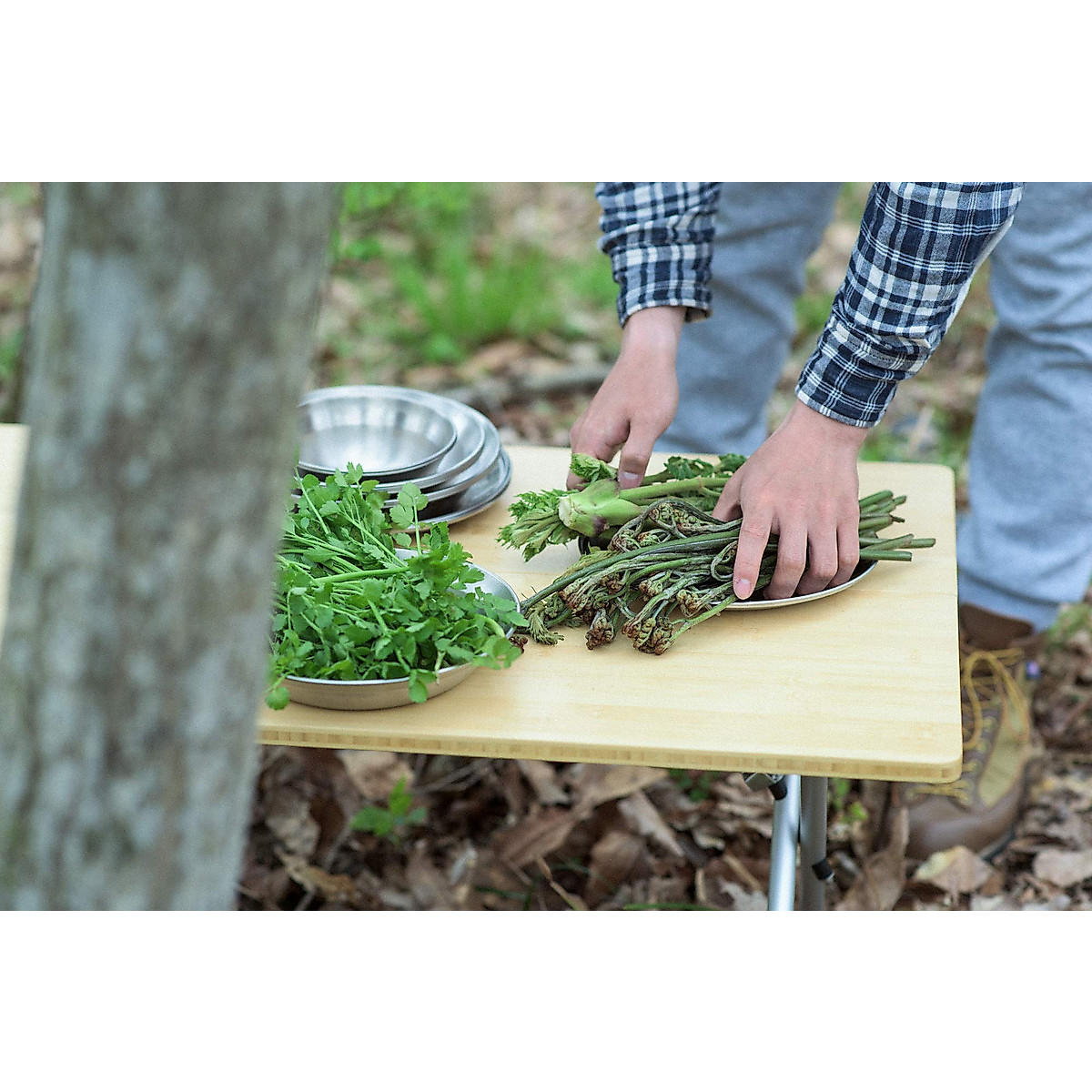 Snow Peak Single Action Table Low, LV-100TR, Designed in Japan, Made of Laminated Bamboo, for Indoor Outdoor Use, Lifetime Product Guarantee