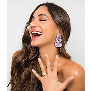 Bohemian Beaded Earrings for Women Raffia Statement Earrings Dangle Flower Earrings Valentine's Day Gift for Women