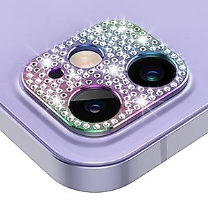 OTOFLY Bling Camera Lens Protector Compatible with iPhone 12 for Women Girls Glitter Diamond Metal Lens Protective Decoration Cover Accessories for iPhone 12 (Colorful)