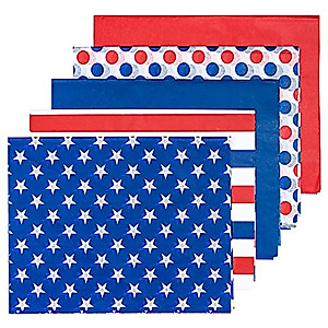 MAYPLUSS Independence Day Wrapping Tissue Paper - 100 Sheets - Red/Blue/White Design - 13.7 inch X 19.7 inch Per Sheet