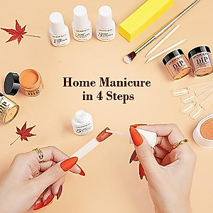 AZUREBEAUTY Dip Nails Powder Starter Kit, Maple Grey Sage Green Dark 8 Colors Set with Nail Swatch Sticks, Fall Nail Art Base Glossy/Matte Top Coat Activator Essential Liquid Manicure DIY Salon 30 PCS