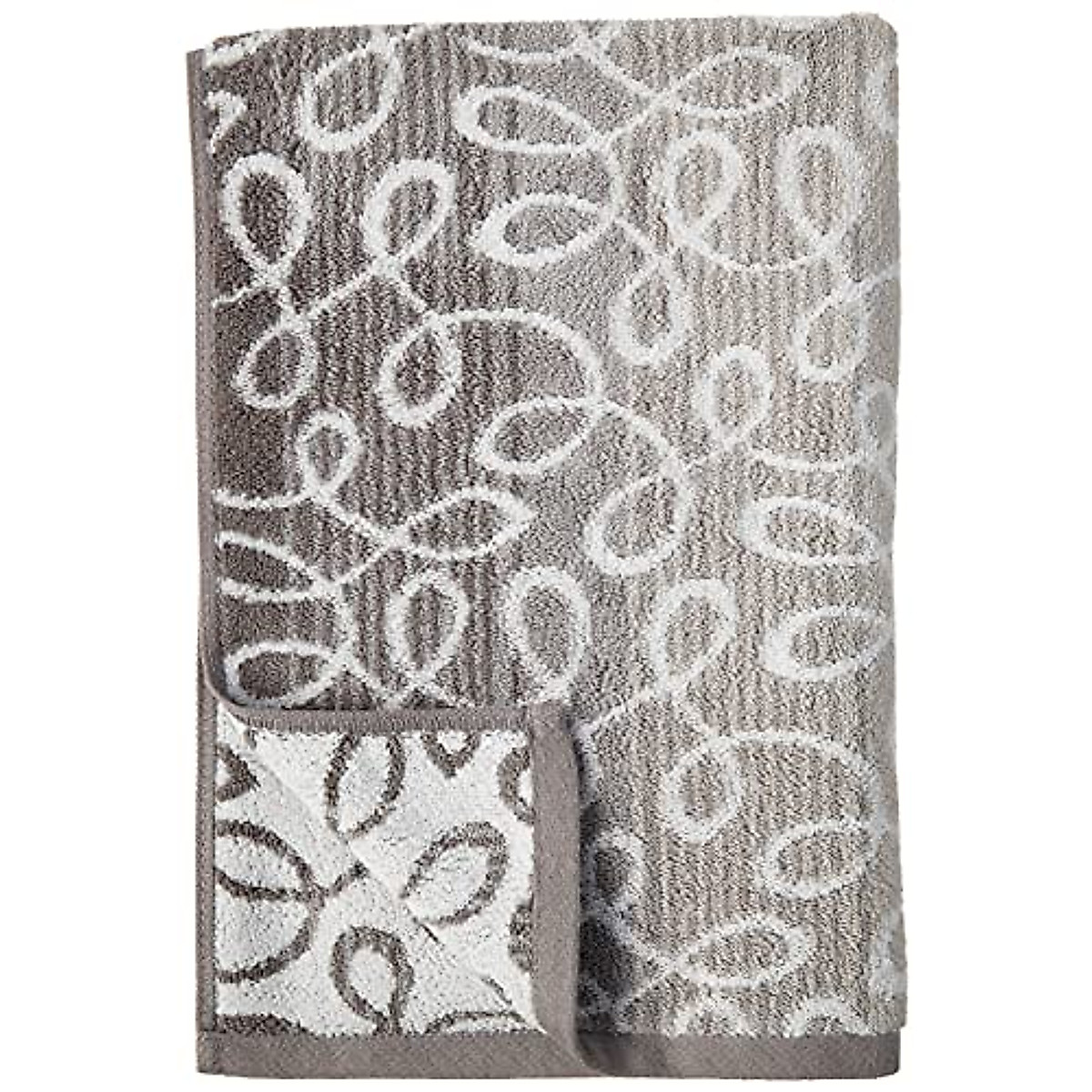 Violet Linen Scroll Pattern, 100% Terry Plush 600 GSM Cotton Super Soft Highly Absorbent Jacquard Fashion Towel for Bathroom, Premium Hotel & Spa Quality, Gray, 20 Inch X 30 Inch, Hand Towels
