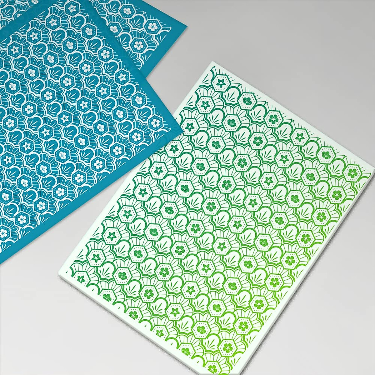 OLYCRAFT 4x5 Inch Flower Clay Stencils Floral Non-Adhesive Silk Screen Stencil Japanese Traditional Style Clay Silk Screen Reusable Mesh Transfer for Polymer Clay Jewelry Earring Making