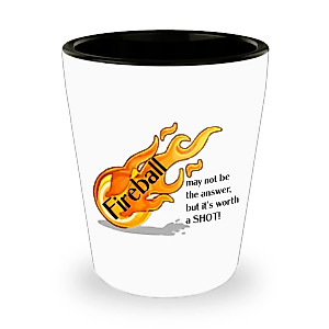 Fireball Shot Glass: funny shot glass for fireball drinker, friend, family, bartender, coworker or staff appreciation, White