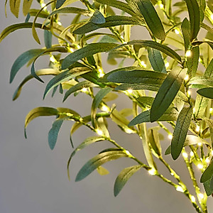 Hairui Lighted Olive Tree Plug-in 4FT 160 Warm White LED Artificial Greenery Tree with Lights for Wedding Christmas Holiday Home Decoration