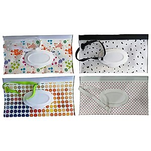 4 pack Reusable Eco Friendly Durable Portable Wet Wipe Pouch,Travel Wipes Bag Travel Wipes Dispenser Wipe Pouches Baby Wet Wipe Cases