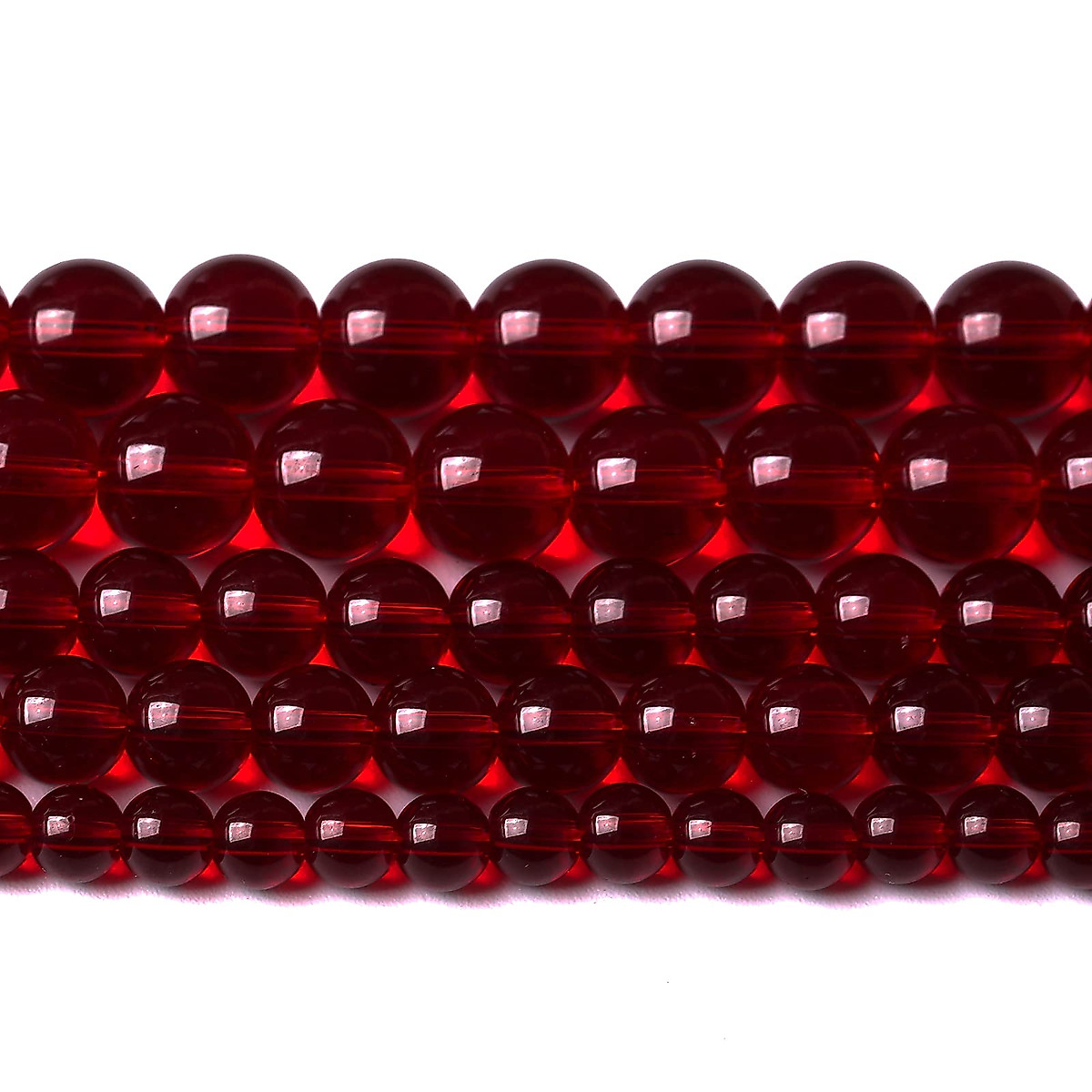 Smooth Garnet Red Glass Crystal Round Loose BeadsFor Jewelry Making DIY Bracelet Necklace Accessories 8mm 51pcs 15" Strand (Garnet Red Glass, 8mm)