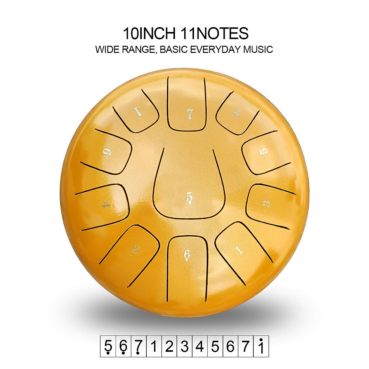 AS TEMAN HANDPAN,Steel Tongue Drum,10 inch 11Notes Tongue Drum，Steel Drums Percussion Instrument (matte gold)