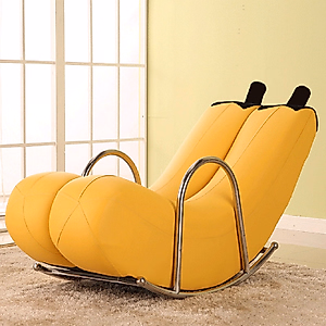 Deluxe Patio Rocking Chair, Comfortable Upholstered Rocking Chair, Weather Resistant, Stationary Rocker Shake Of 105°, Modern Lounge Chair For Front Porch, Garden, Patio, Backyard ( Color : Yellow )