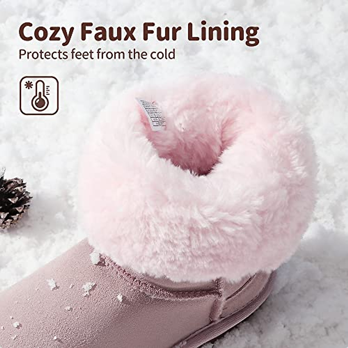 DREAM PAIRS Girls Boys Winter Boots Faux Fur Lined Mid Calf Kids Snow Tall Shoes for Little Kid/Big Kid,Size 1 Little Kid,Pink,Sweaty-Buckle-K