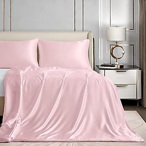 Homiest 60"x80" Duvet Cover for Weighted Blanket, Blush Pink Satin Weighted Blanket Cover Full/Queen Size with 8 Ties, Silky & Removable Zippered Duvet Cover Heavy Blanket Duvet Cover for Adults