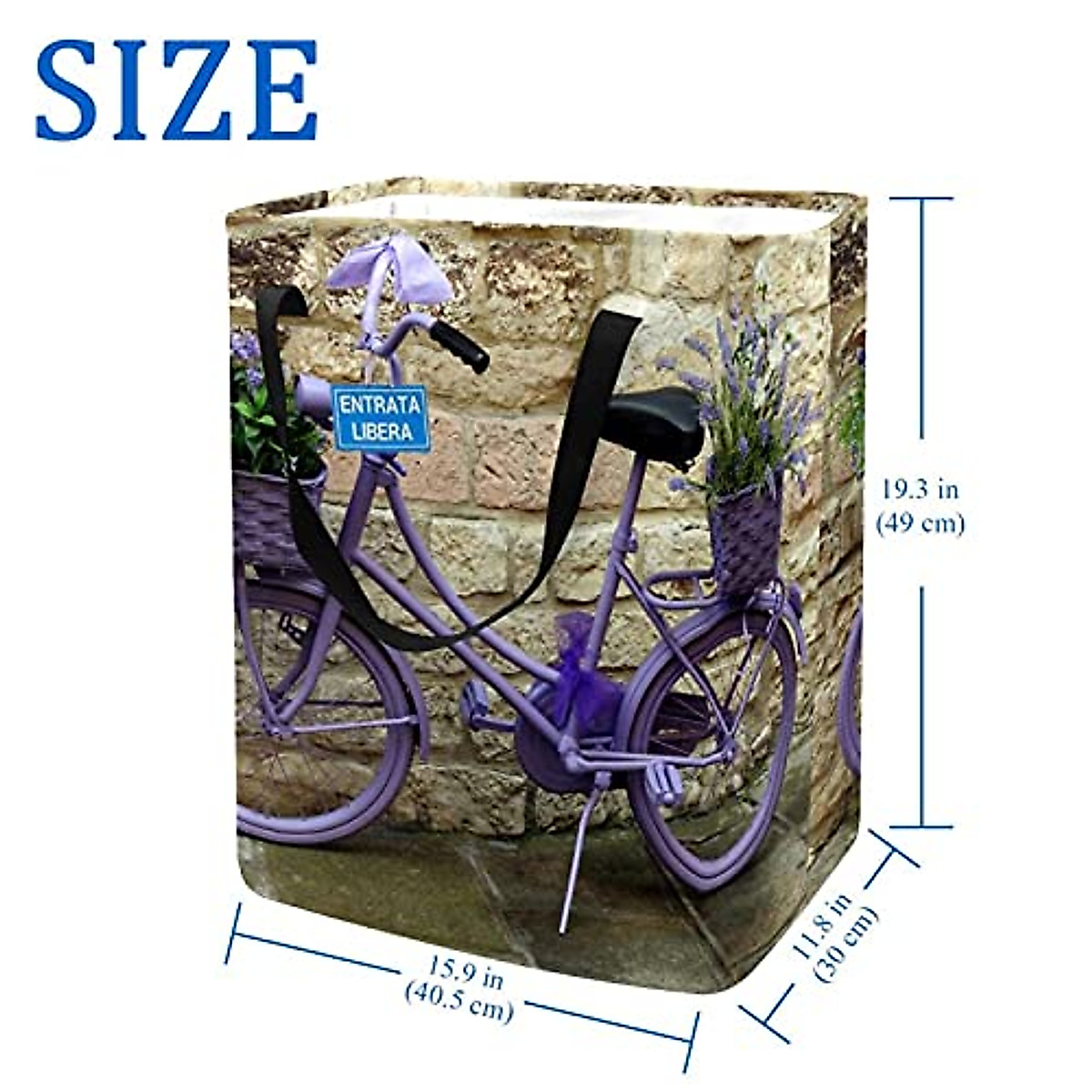 Bicycle Lavender Laundry Basket Large Cloth Organizer Bag Basket Foldable Laundry Hamper with Handles