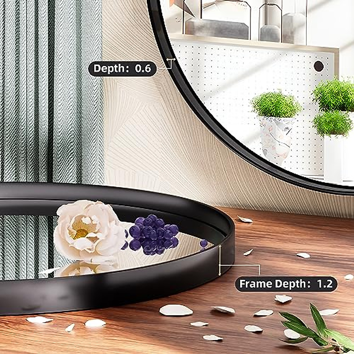 Hasipu 20×20 Inch Wall Mirror for Bathroom, Round Black Metal Frame Bathroom Mirrors, Modern Wall Mounted Vanity Mirror for Bathroom