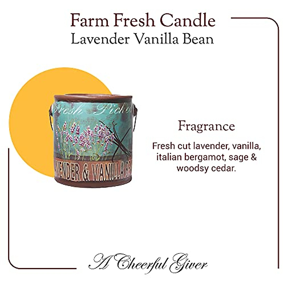 A CHEERFUL GIVER 95hr 20oz Scented Candle - Lavender Vanilla Bean Scented - Multi-Wick Glass Candle - Gifts For Men and Women