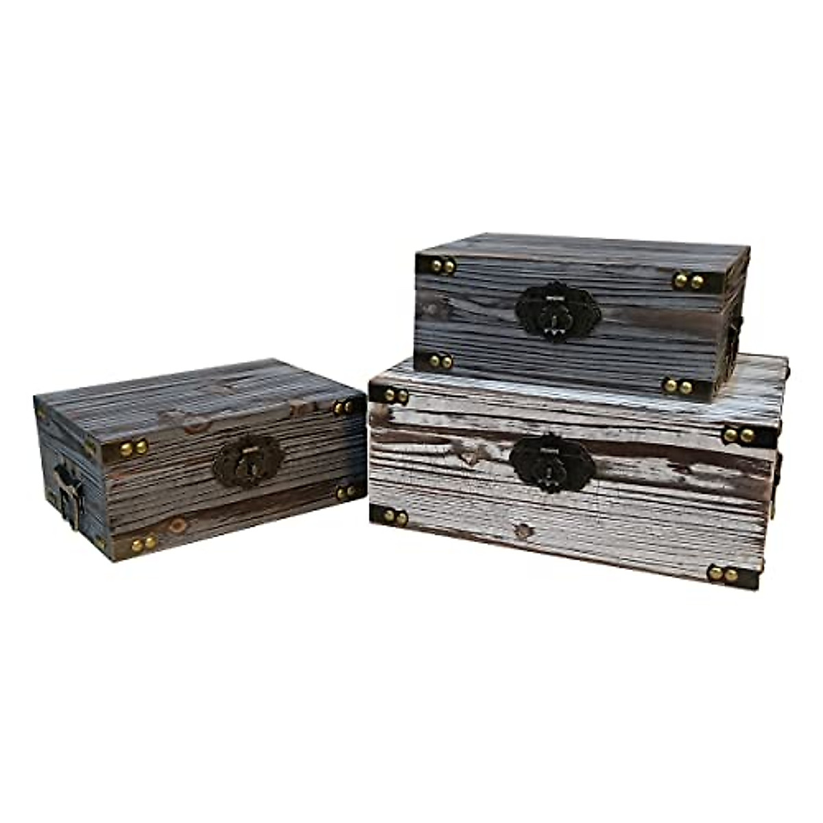 Wooden box, handicraft storage box, suitable for art hobby and family storage, handmade wooden box, commemorative gift jewelry box, collection box (10.62 * 7.51 * 4.33inch, Retro grey)