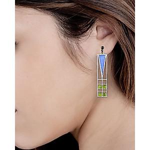 Frank Lloyd Wright Light Screen Blue Enamel Earrings