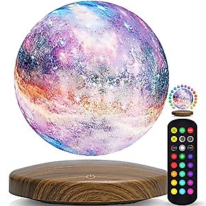 DTOETKD Levitating Galaxy Moon Lamp, 18 Colors 3D Moon Light Floating and Spinning with Remote & Magnetic Dark Base, Room Decor Night Light, Birthday Thanksgiving Christmas Gifts for Kids/Friends
