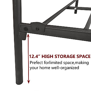 GJHOME Queen Size Classic Metal Platform Bed Frame Mattress Foundation with Victorian Style Iron-Art Headboard/Footboard/Under Bed Storage/No Box Spring Needed/Black