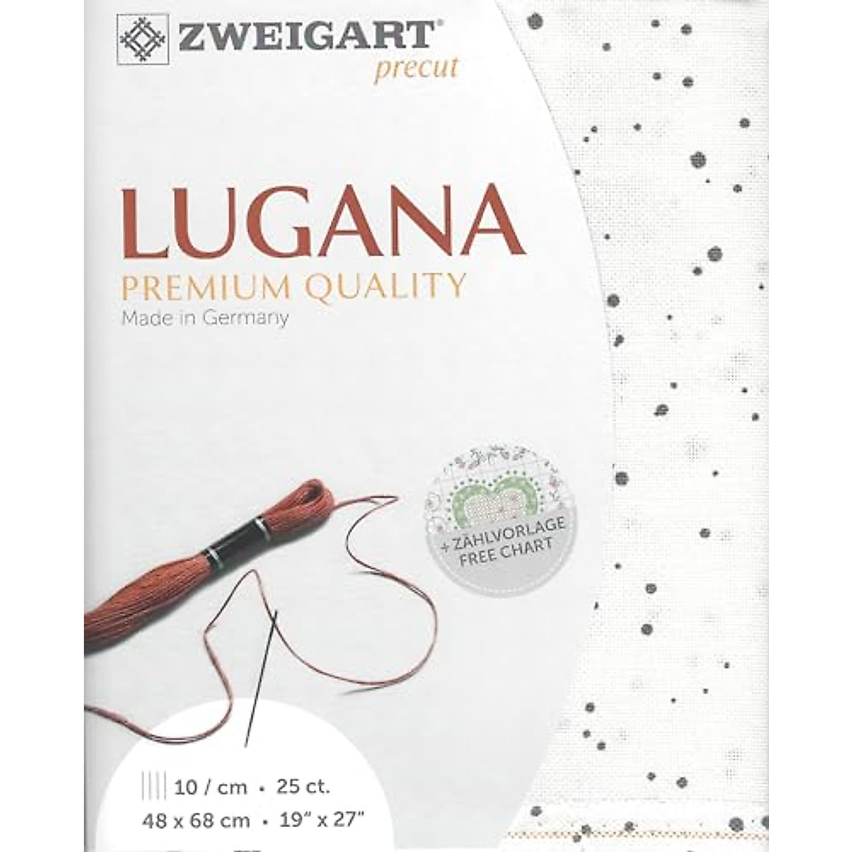 Precut Zweigart Lugana Splash 25 Count White/Gray Basalt 3835/1329. Needlework Canvas, Cross Stitch Fabric, Embroidery Canvas 52% Cotton and 48% Viscose