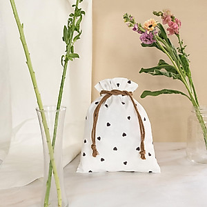 Gather & Knot Drawstring Gift Bags | 20" Large 12" Small | Premium Canvas | Gender Neutral Reusable Fabric Wrap for Wedding, Anniversary, Baby Shower or Birthdays | Heart