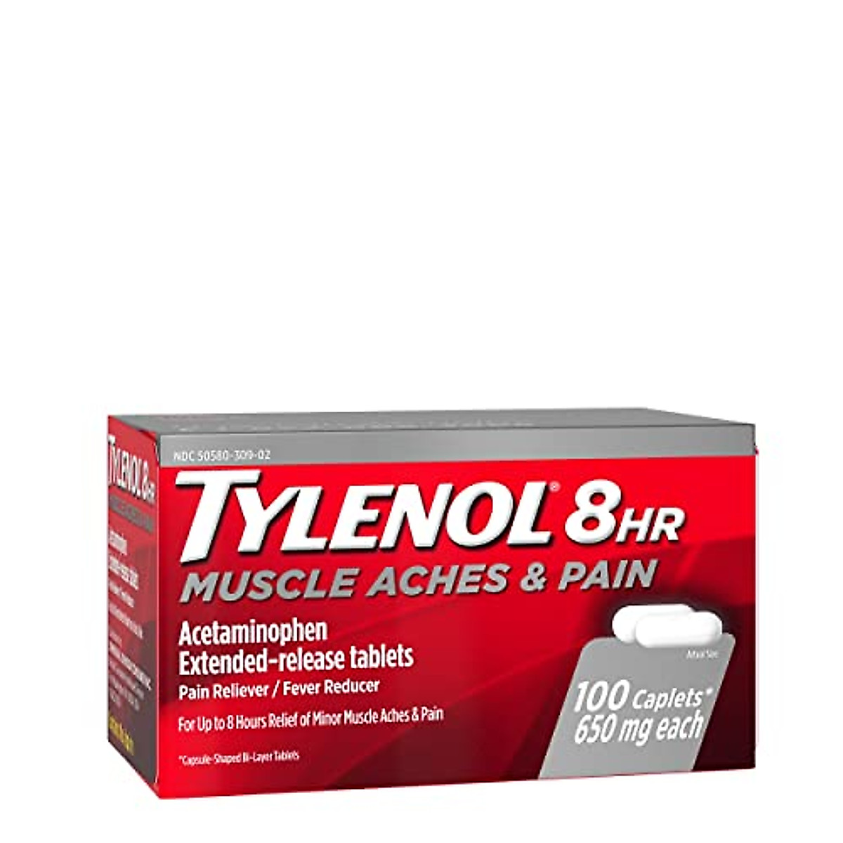Tylenol 8 Hour Muscle Aches & Pain Acetaminophen Tablets for Muscle & Back Pain, 100 Count
