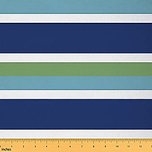 Striped Material Fabric, Green Blue Stripe Fabric by The Yard, Navy Blue Turquoise Stripes Quilting Fabric by The Yard, Geometric Upholstery Fabric by The Yard, Kids DIY Lines Fabric, 2 Yards