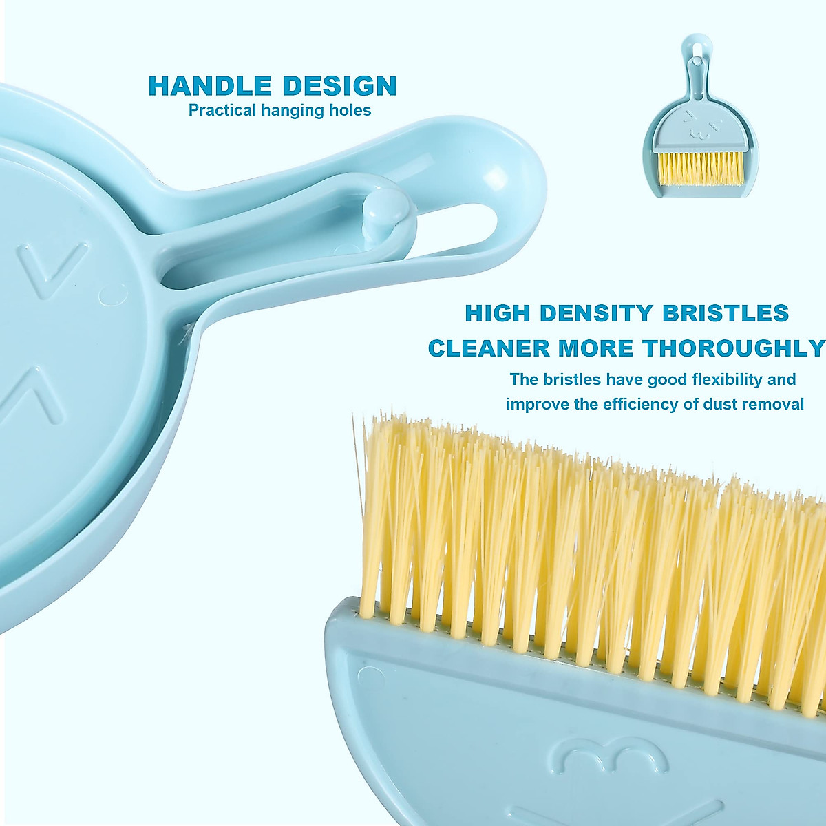 Mini Dust Pans with Brush Set,Small Broom and Dustpan Set for Home Hand Dustpan and Brush Set Kids Dust Pans and Broom/Dustpan Combo Set Hangable Whisk Broom for Table,Countertop,Sofa,Key Board(Blue)