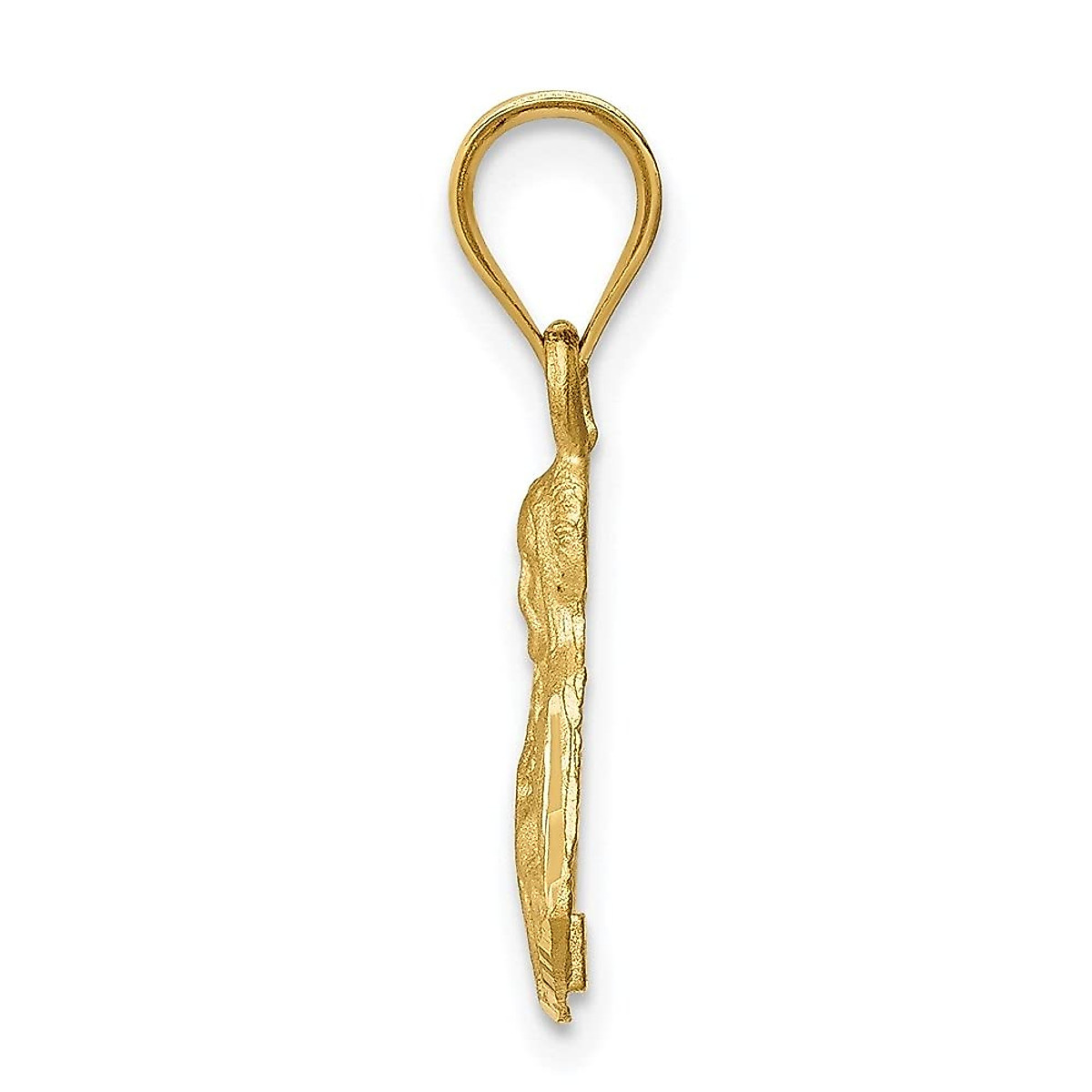 Diamond2Deal Gift for Mothers Day 14k Yellow Gold Brushed Diamond-cut Jesus Pendant