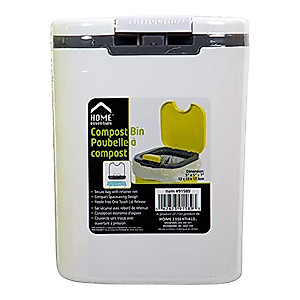 ACTION-1 2L Plastic Odor-Free Small Compost Bin, 5 x 5 x 7 inches, White