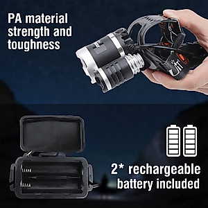 BORUIT RJ-3000 LED Green Headlamp,3 Modes White and Green LED Hunting Headlight,USB Rechargeable 5000 Lumens Tactical Head lamp for Fishing Running Camping Hiking