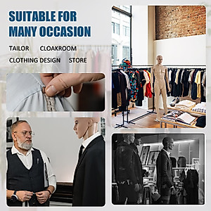 NChanmar Male Mannequin Full Body,Mannequin Body Dress Form 73 Inches Stand Adjustable Model Realistic Head Arm Rotation Metal Base