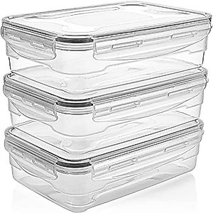 Homemaid Living Premium Airtight Plastic Storage Containers Easy Lock Lid, Microwave Freezer and Dishwasher Safe, Perfect Meal Prep or Food Storage Containers (Set of 3))