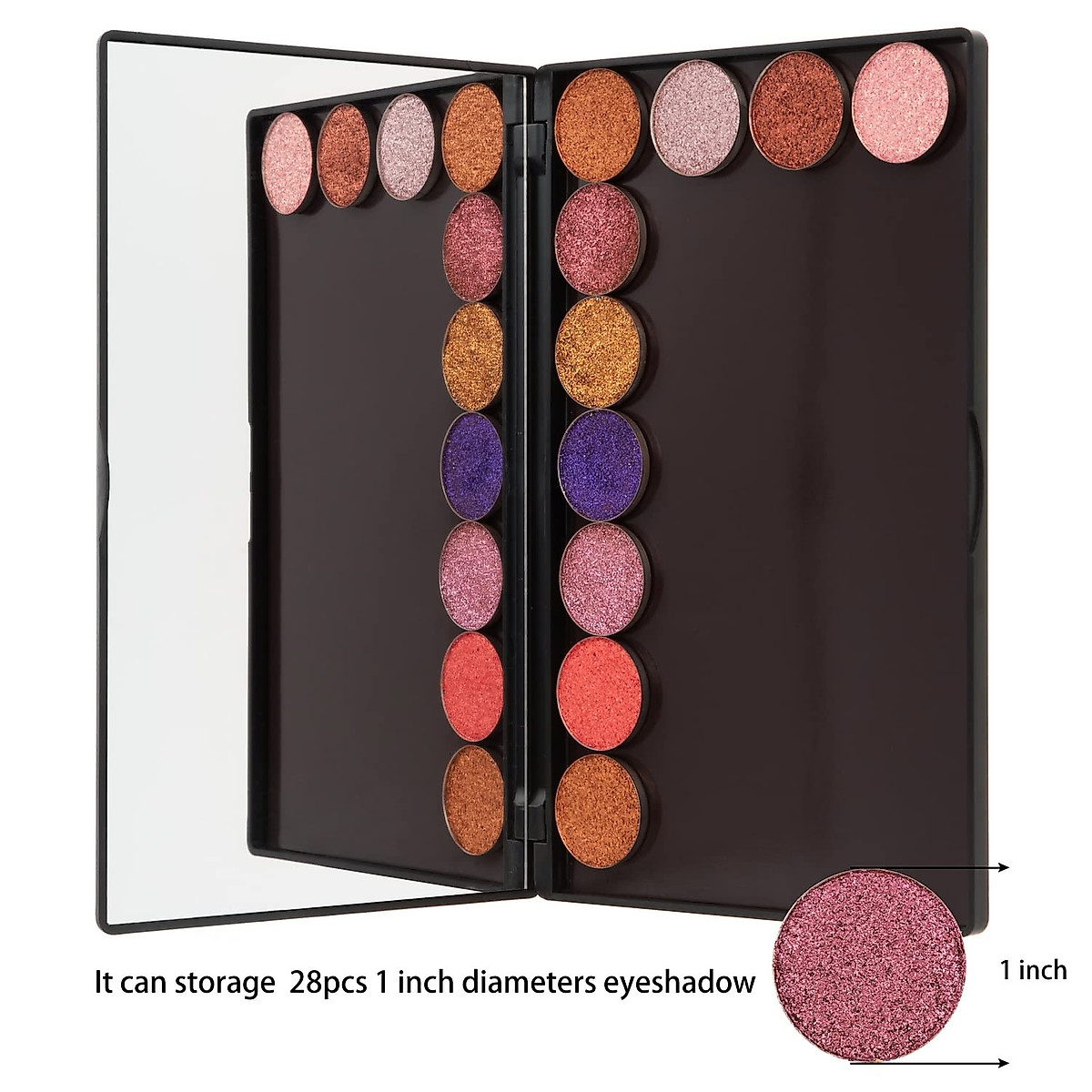 Allwon Medium Empty Magnetic Plastic Eyeshadow Makeup Palette with 15Pcs Adhesive Empty Palette Metal Stickers for Eyeshadow Lipstick Blush Powder