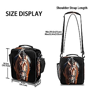 3D Horse Insulated Lunch Bag for School Office Work,Animal Horse Reusable Lunch Tote Bag with Adjustable Shoulder Strap, Leakproof Lunch Box Cooler Bag for Women/Men