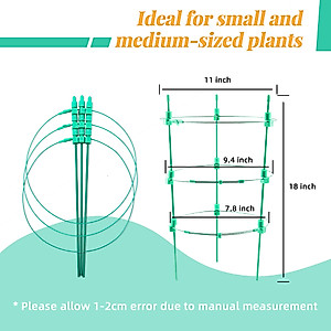 Tomato Cage Plant Support Cage for Garden 4 PACK, 18 Inch Tomato Trellis Garden Cages with 3 Adjustable Rings, Tomato Plant Stakes for Climbing Plants, Flowers, Fruit, Vegetables