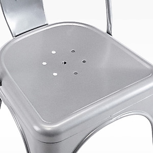 MFD LIVING 18 Inch Metal Dining Chair, Indoor Outdoor Patio Chair with Rustless, Stackable Chair for Restaurant Dining Room Chair Set of 4 (Sliver)