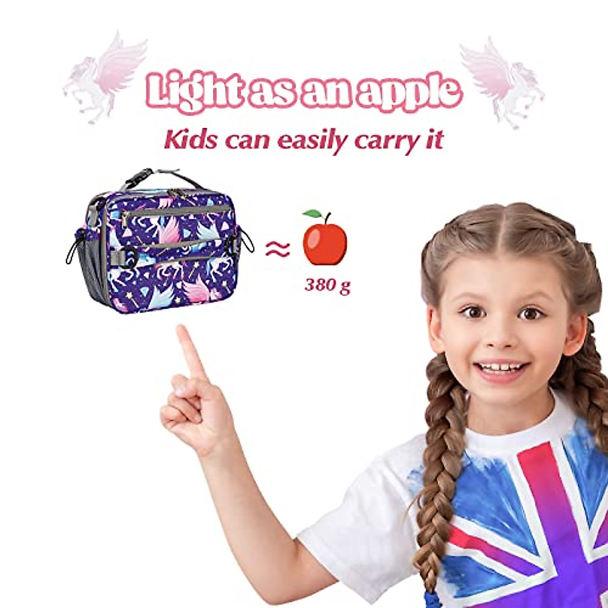 Maelstrom Lunch Box Kids,Expandable Kids Lunch Box,Insulated Lunch Bag for Kids,Reusable Lunch Tote Bag for Boy/Girl,9L,Horse (KB02-MSLB02-3)